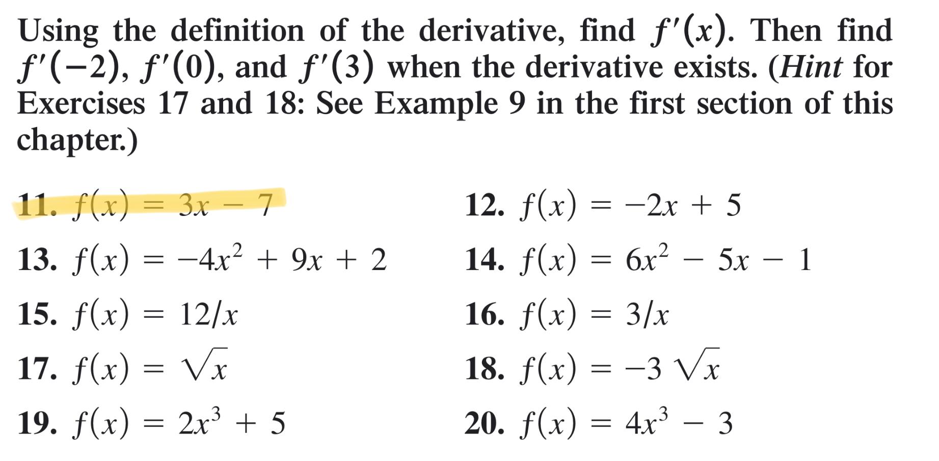 Solved Using the definition of the derivative, find f′(x). | Chegg.com