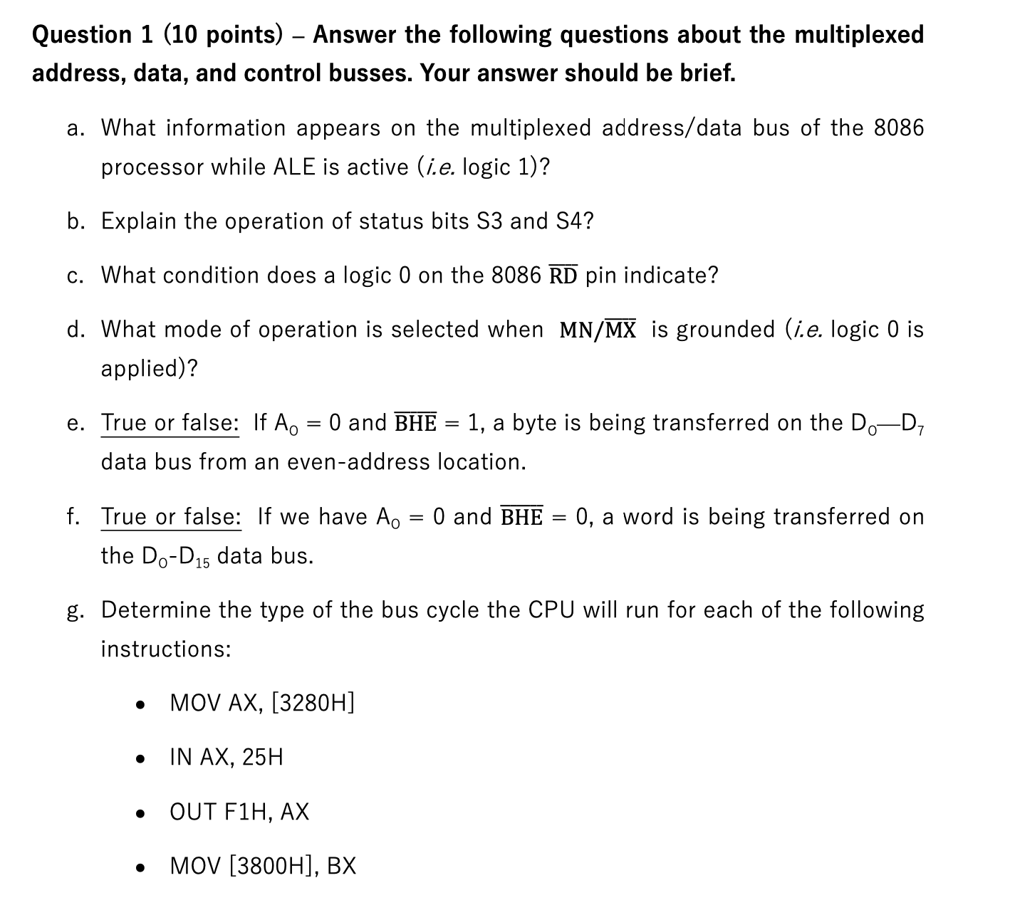 Solved Question 1 10 ﻿points ﻿answer The Following 