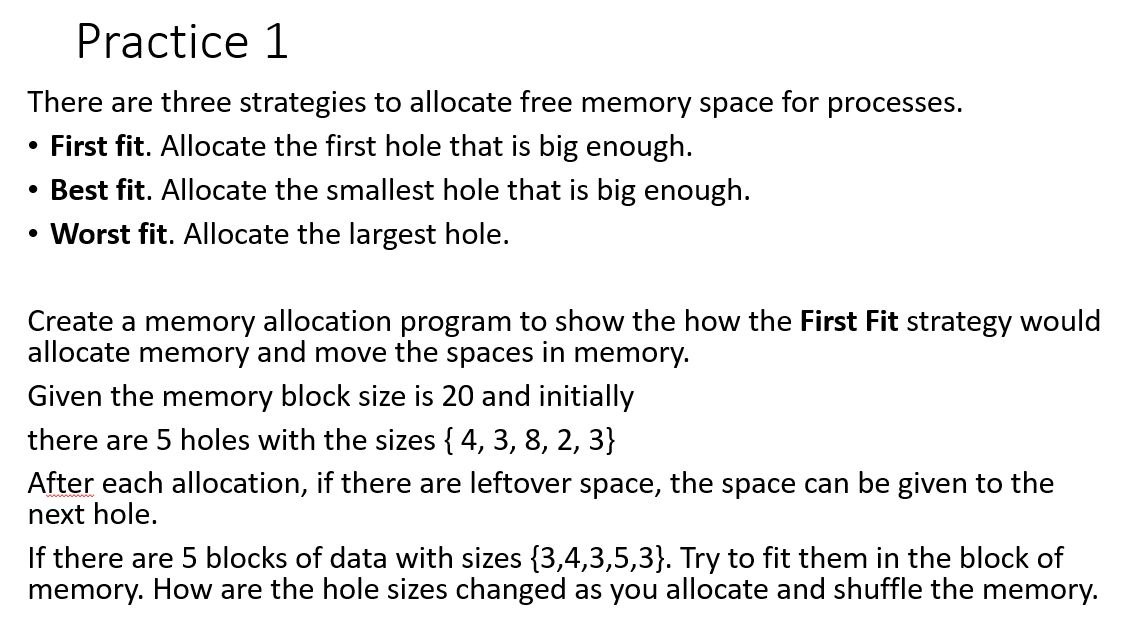 Solved Practice 1 There are three strategies to allocate | Chegg.com
