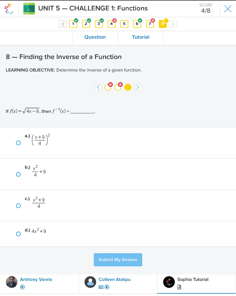 Solved UNIT 5 - CHALLENGE 1: Functions SCORE 4/8 x