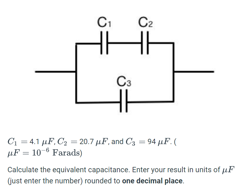Solved C1=23.3μF,C2=3.6μF, and C3=2.8μF.(μF=10−6 Farads ) | Chegg.com