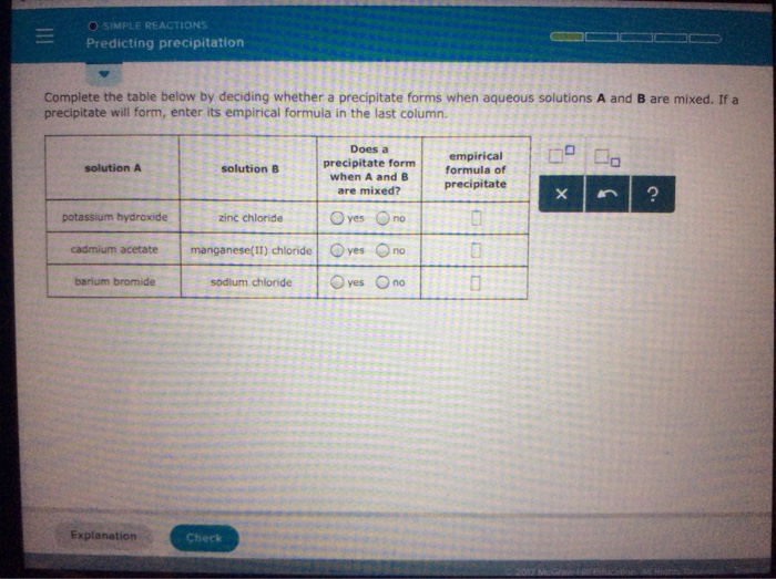 Solved SIMPLE REACTIONS Predicting precipitation Complete | Chegg.com