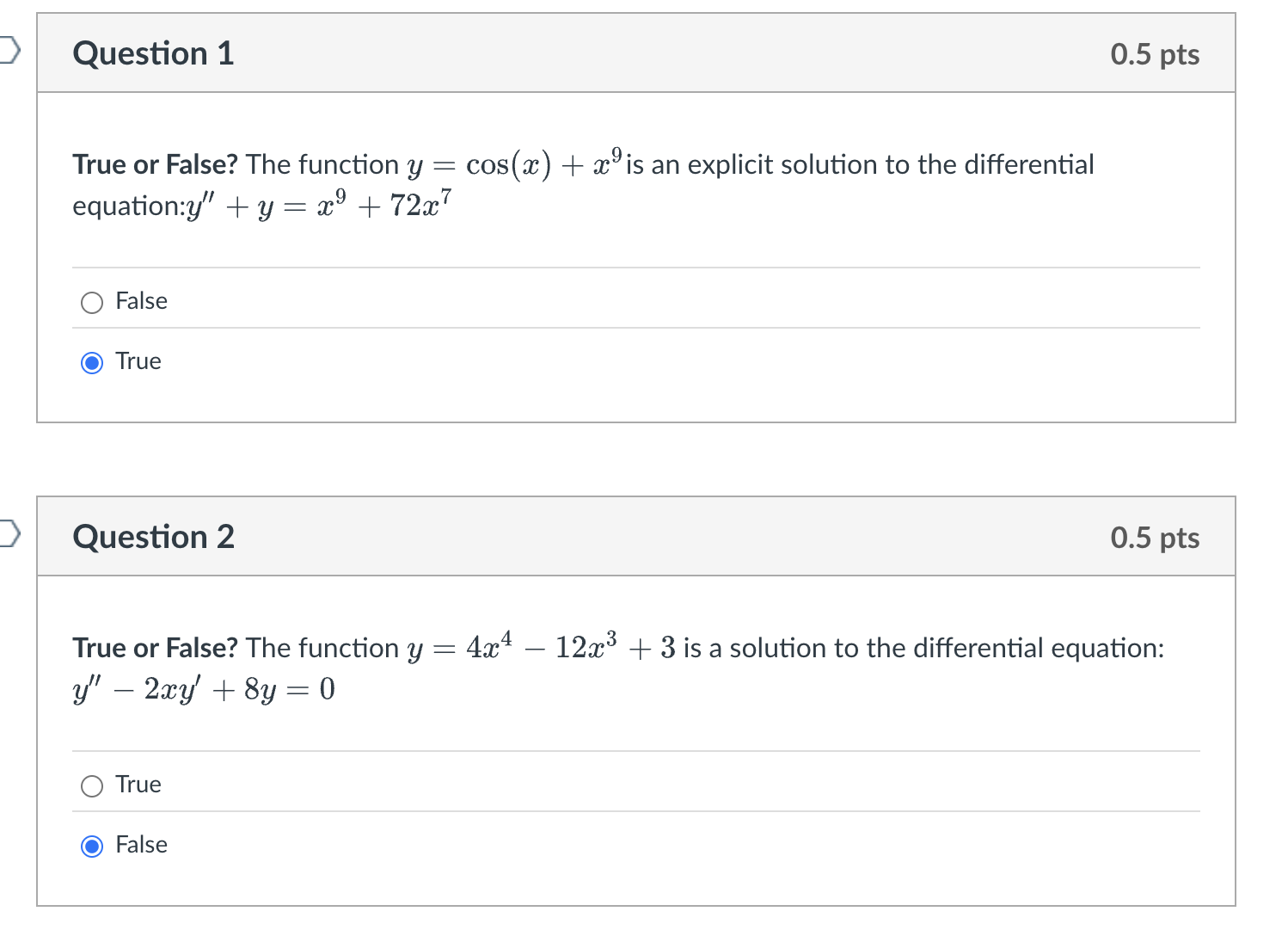 Solved Question 1True or ﻿False? The function | Chegg.com