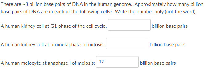 Solved There are ∼3 billion base pairs of DNA in the human | Chegg.com