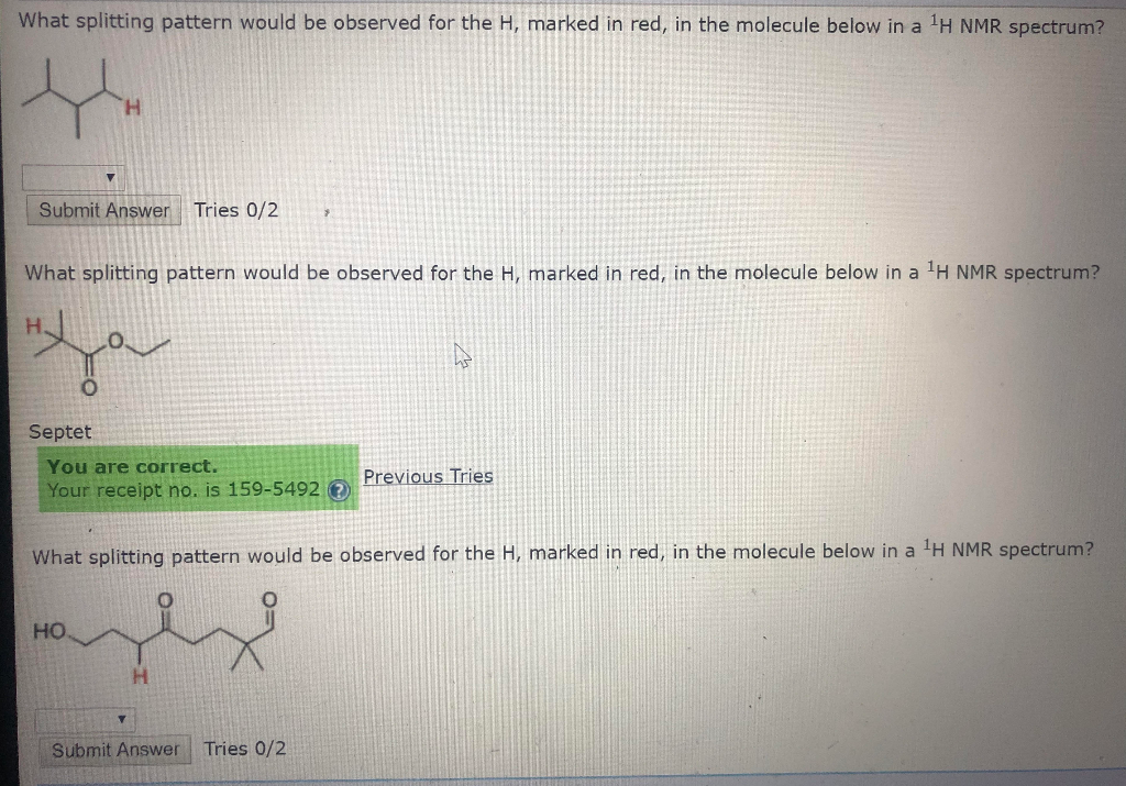 Solved What splitting pattern would be observed for the H, | Chegg.com