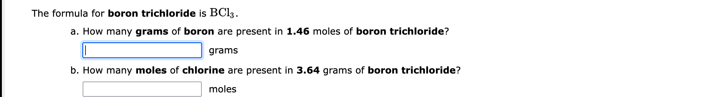 Solved The formula for boron trichloride is BCl3. a. How | Chegg.com