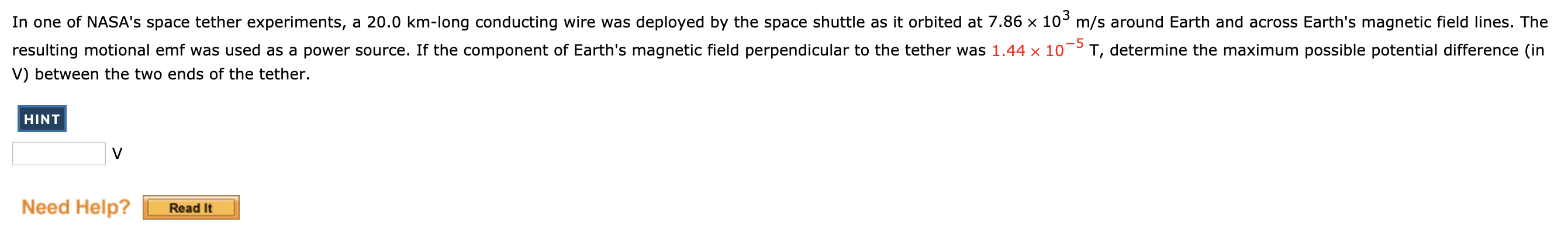 Solved In one of NASA's space tether experiments, a 20.0 | Chegg.com