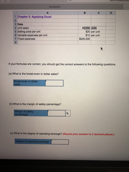Solved AccessUH 1 Chapter 5: Applying Excel 3 Data 4 Unit | Chegg.com
