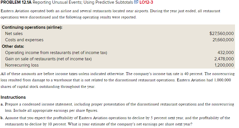 Solved PROBLEM 12.1A Reporting Unusual Events; Using | Chegg.com