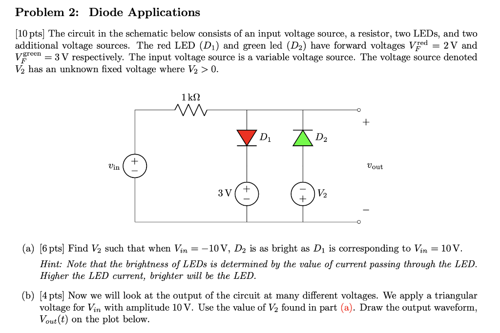 Solved Problem 2: Diode Applications [10 pts) The circuit in | Chegg.com