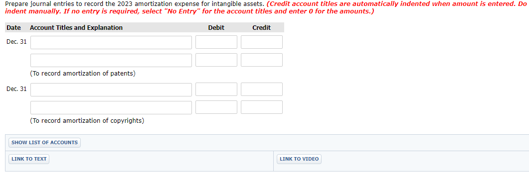 Solved Problem 9-05A a-c The intangible assets section of | Chegg.com