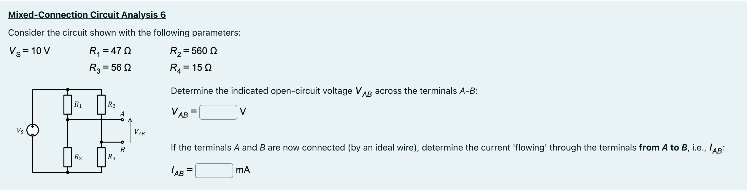 Solved Consider the circuit shown with the following | Chegg.com