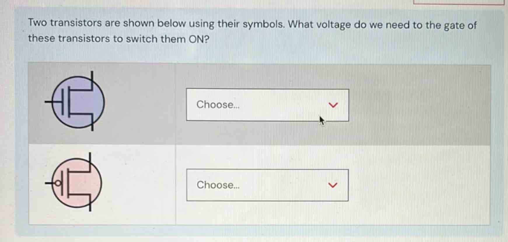 Solved Two transistors are shown below using their symbols. | Chegg.com