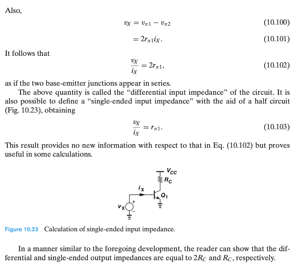 I/O Impedances For a differential pair, we can define | Chegg.com