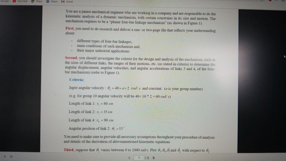 Solved M Gmail You are a junior mechanical engineer who are | Chegg.com