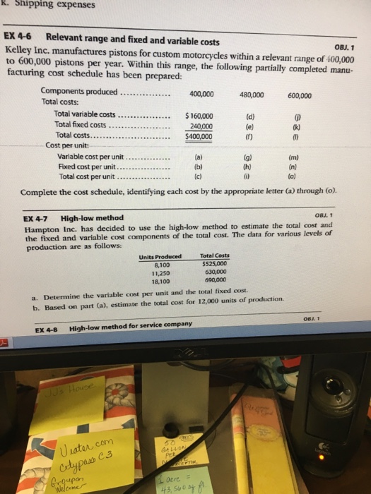 Solved Relevant range and fixed and variable costs Kelley | Chegg.com