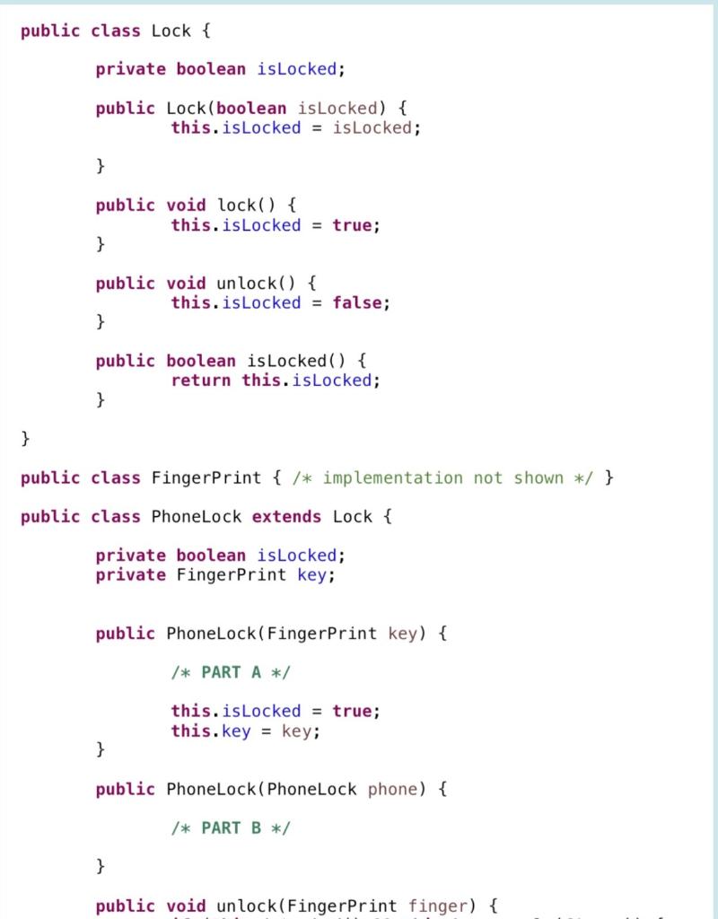 Solved public class Lock { private boolean isLocked; public | Chegg.com
