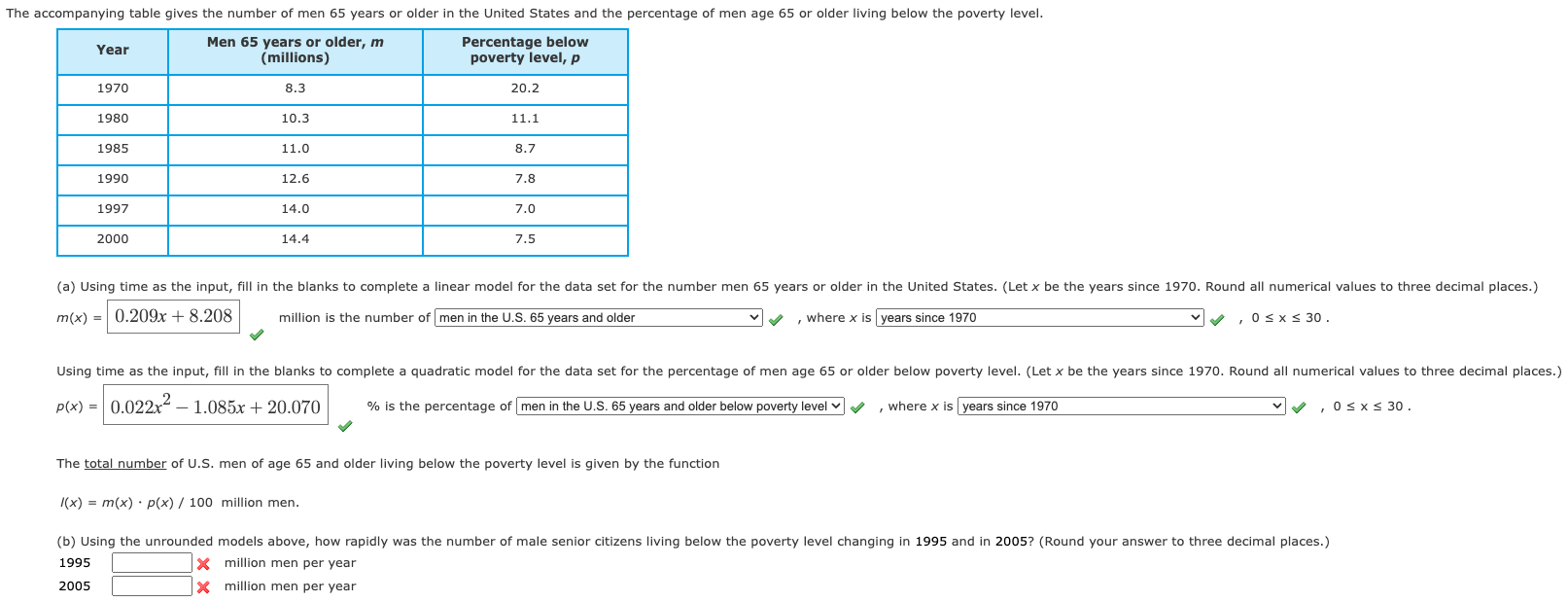 ccompanying table gives the number of men 65 years or | Chegg.com