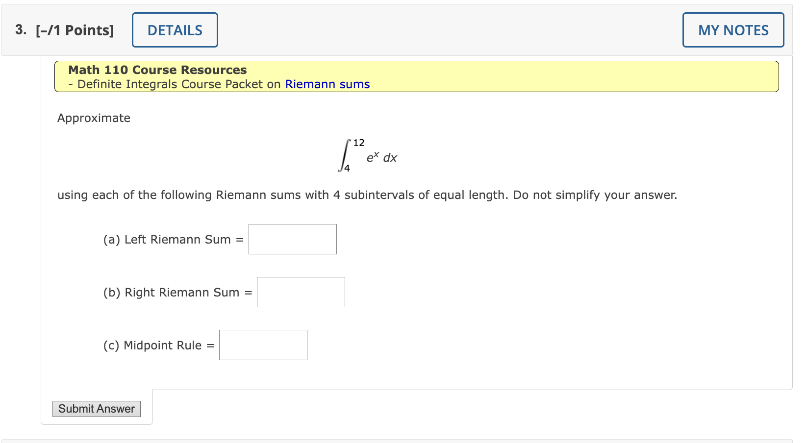 Solved Math 110 Course Resources - Definite Integrals Course | Chegg.com