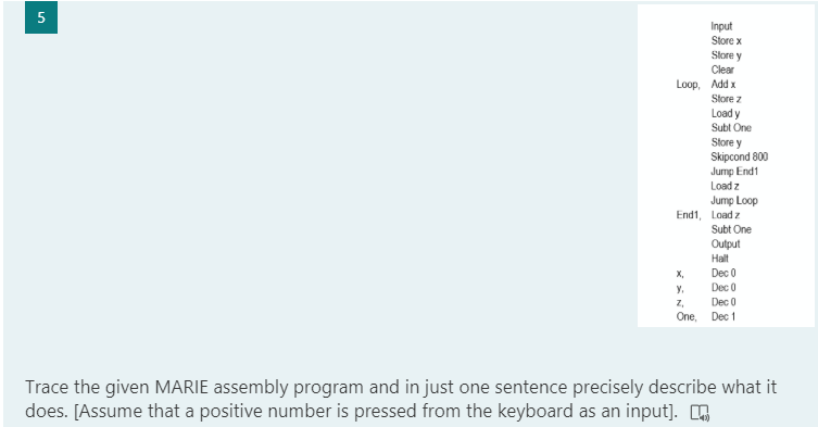 Solved 5 Input Storex Storey Clear Loop, Add Store 2 Load y | Chegg.com