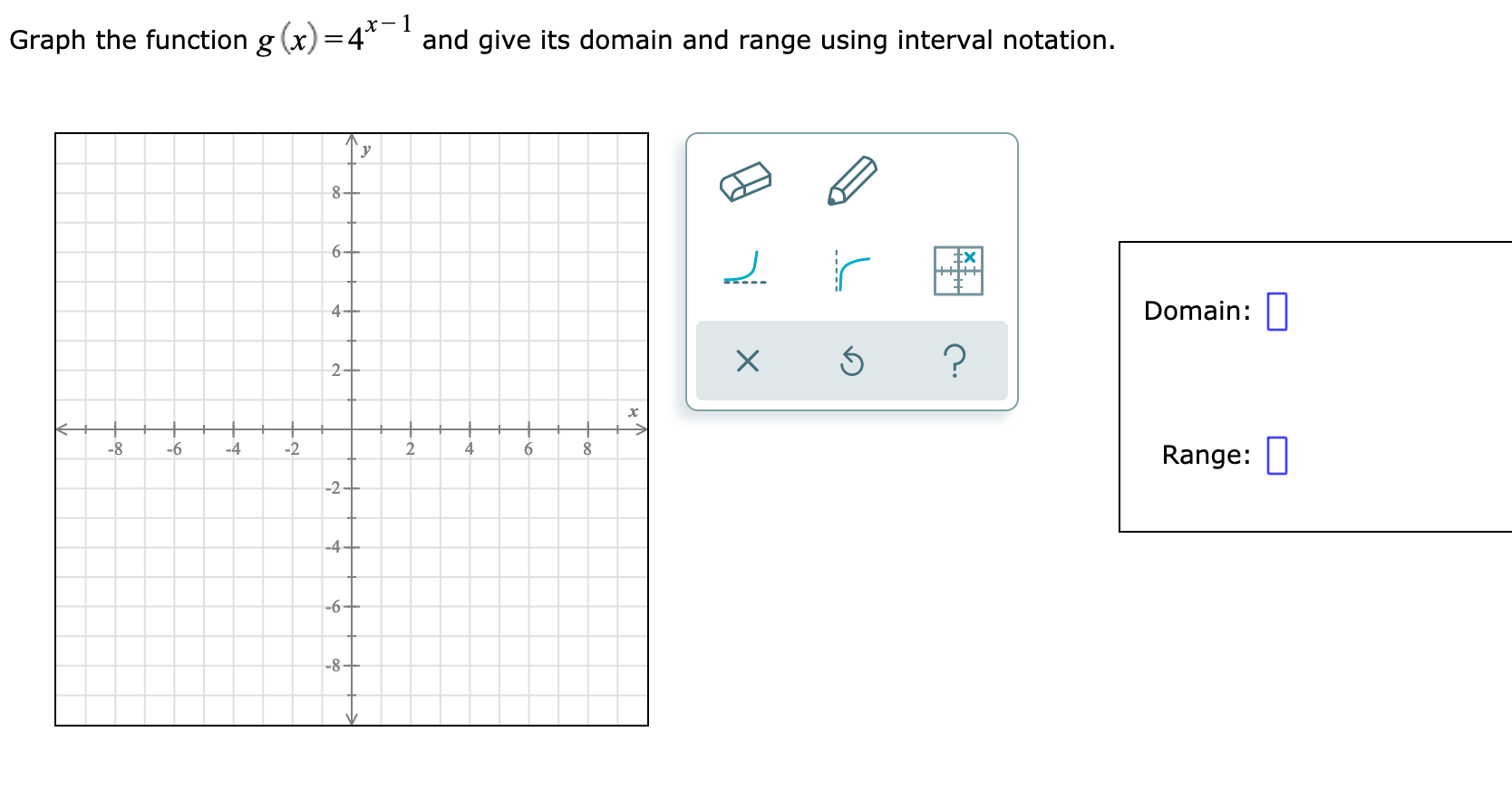 Solved Graph the function g(x)=4+- and give its domain and | Chegg.com