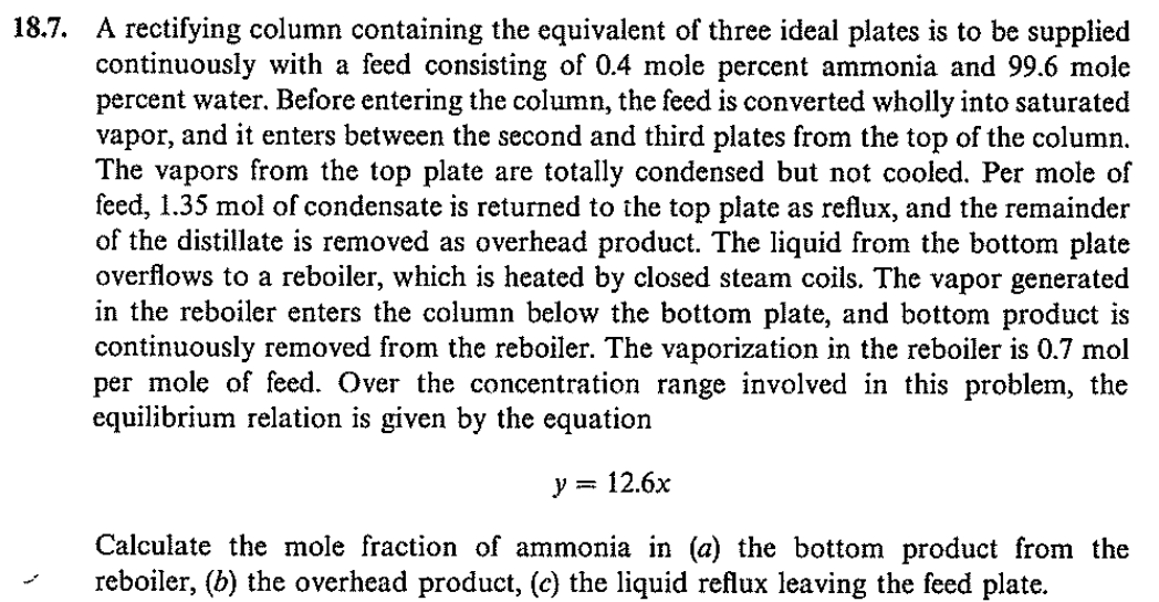 Solved 7. A rectifying column containing the equivalent of | Chegg.com