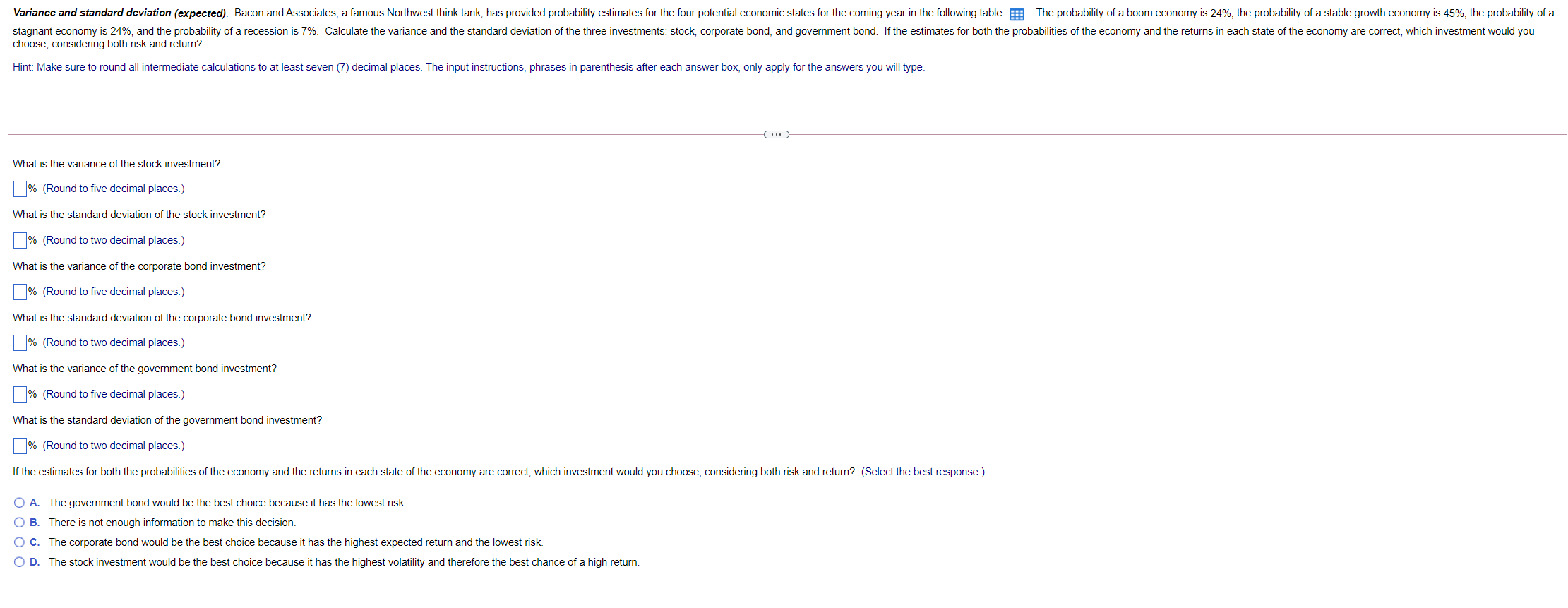 Solved Variance and standard deviation (expected). Bacon and | Chegg.com