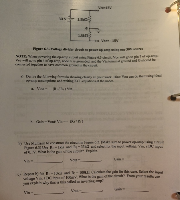 Solved 1.- Inverting Amplifier The pinout diagram for the | Chegg.com