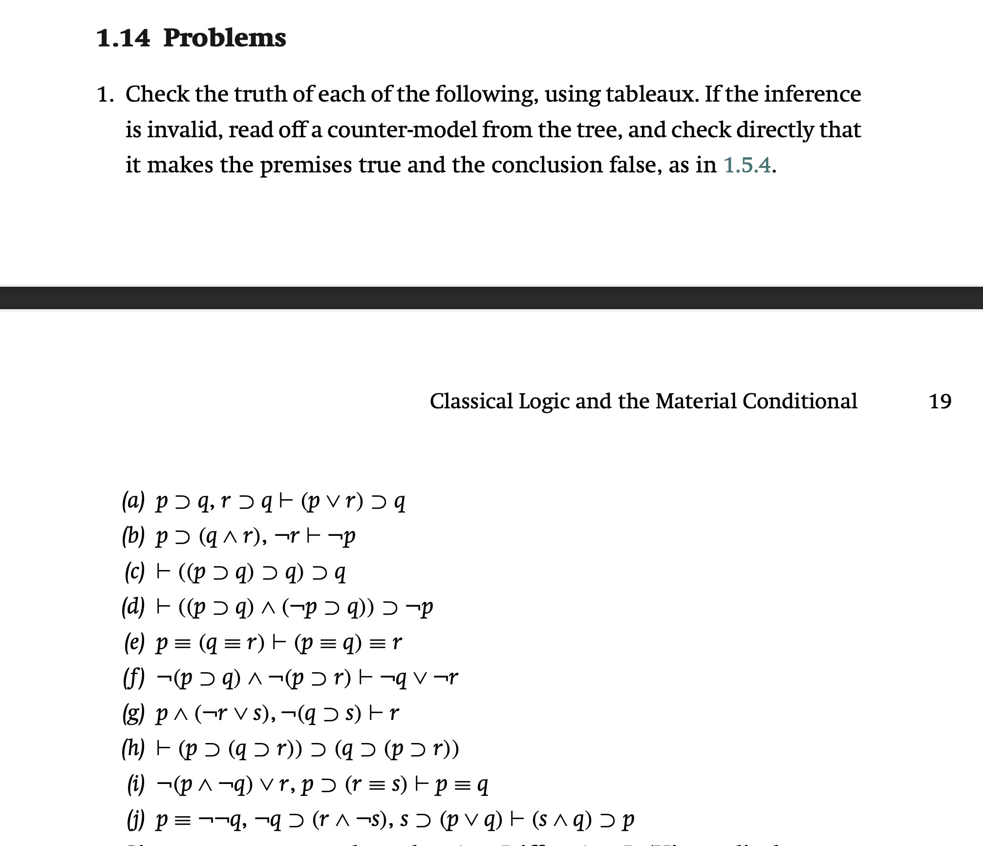 1.14 Problems 1. Check the truth of each of the | Chegg.com