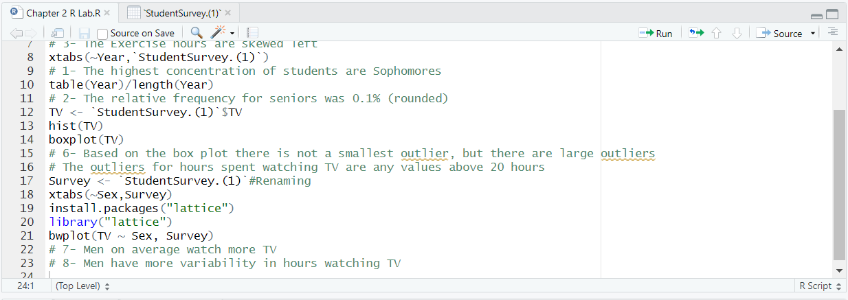 Solved Below is my script for some problems I am doing in | Chegg.com