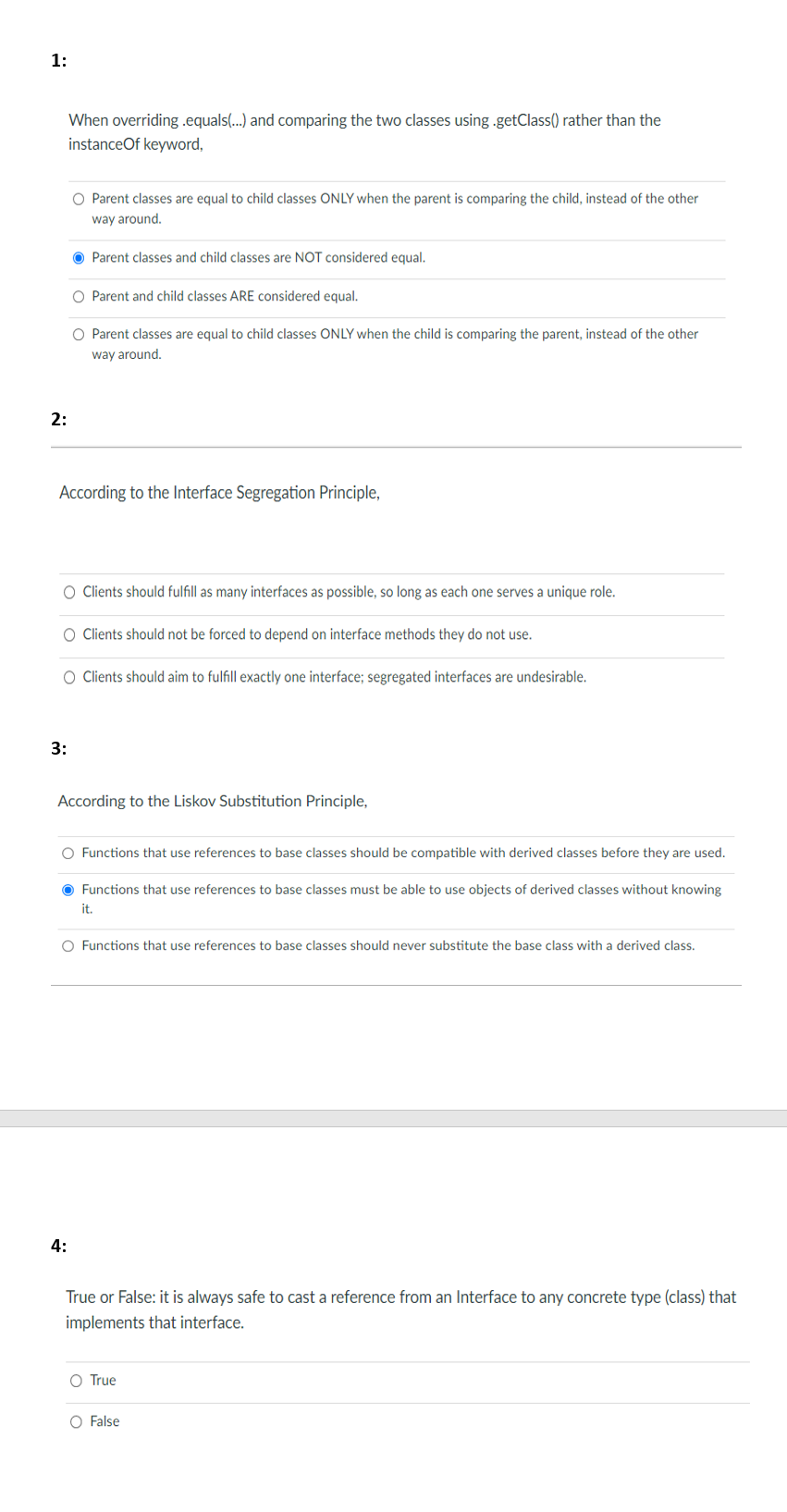 Solved 1: When overriding .equals(...) and comparing the two | Chegg.com