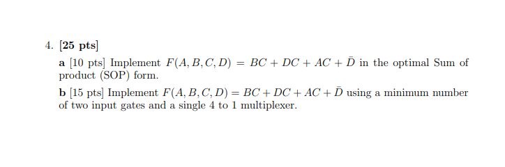 Solved 4. [25pts] a [10 pts] Implement | Chegg.com