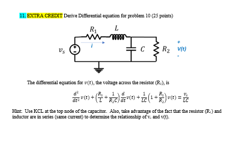 Solved EXTRA CREDIT Derive Differential equation for problem | Chegg.com