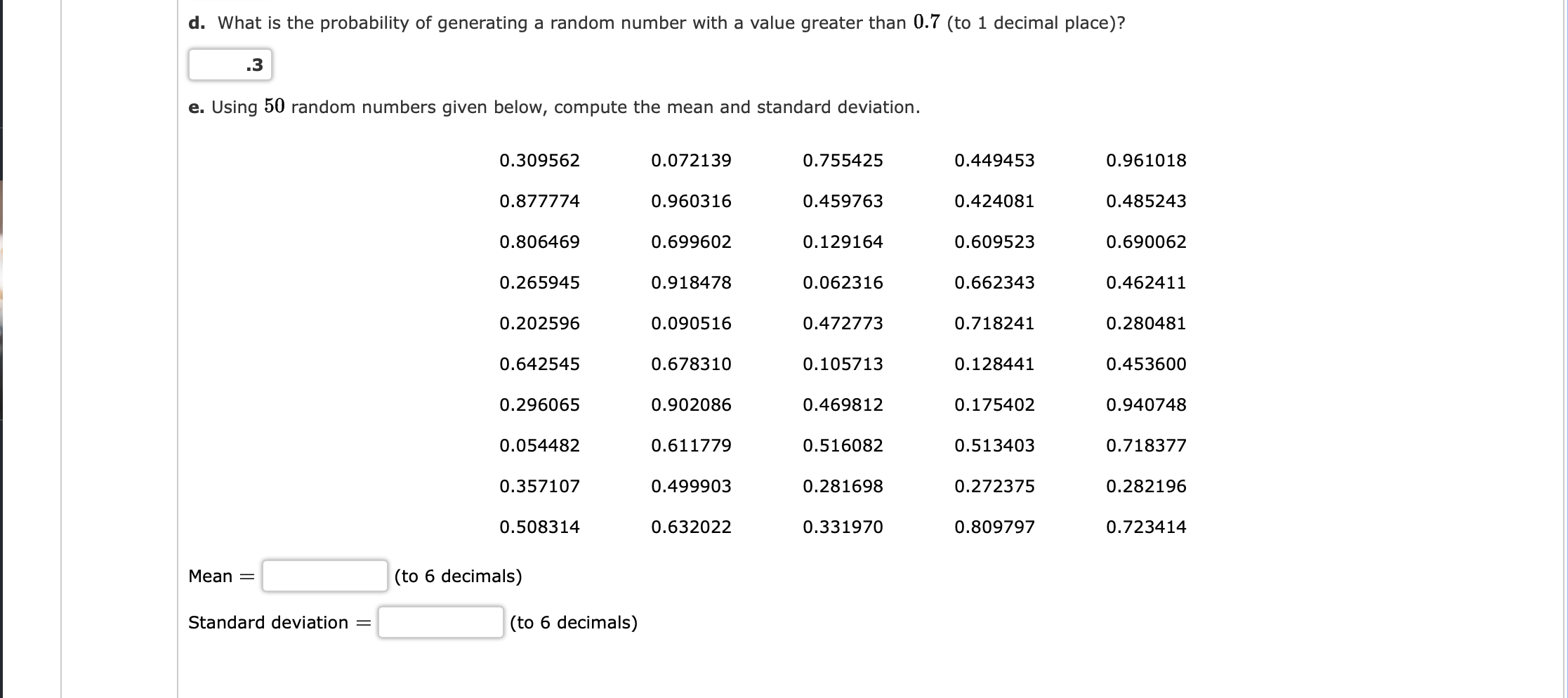 Solved d. What is the probability of generating a random | Chegg.com