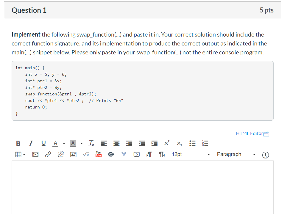 Solved Question 1 5 pts Implement the following | Chegg.com