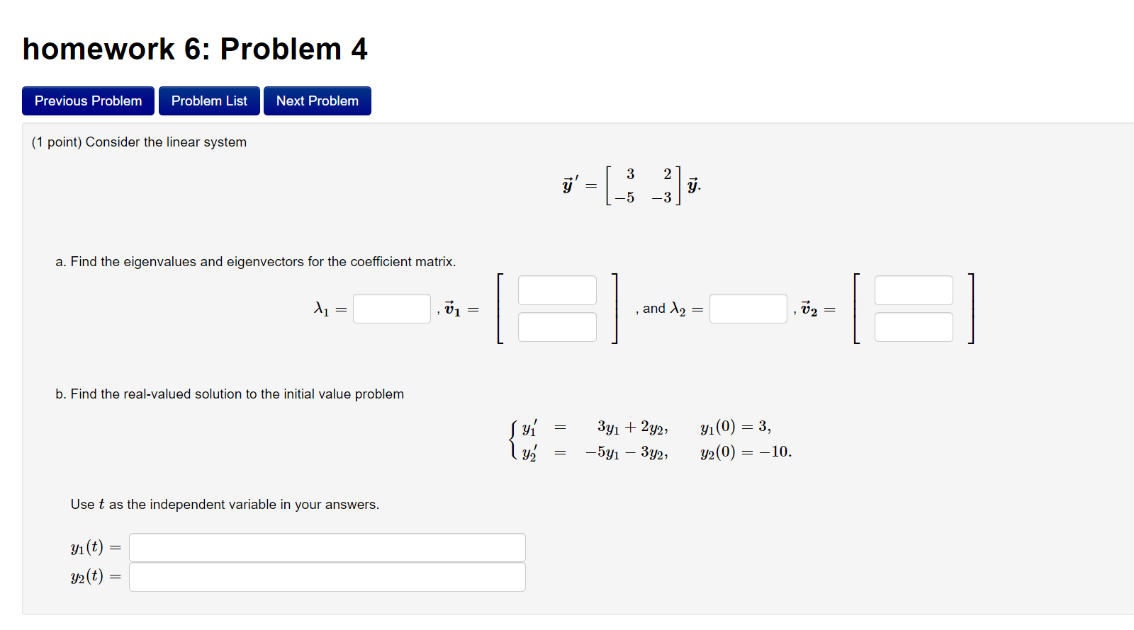 Solved Homework 6 Problem 4 Previous Problem Problem List