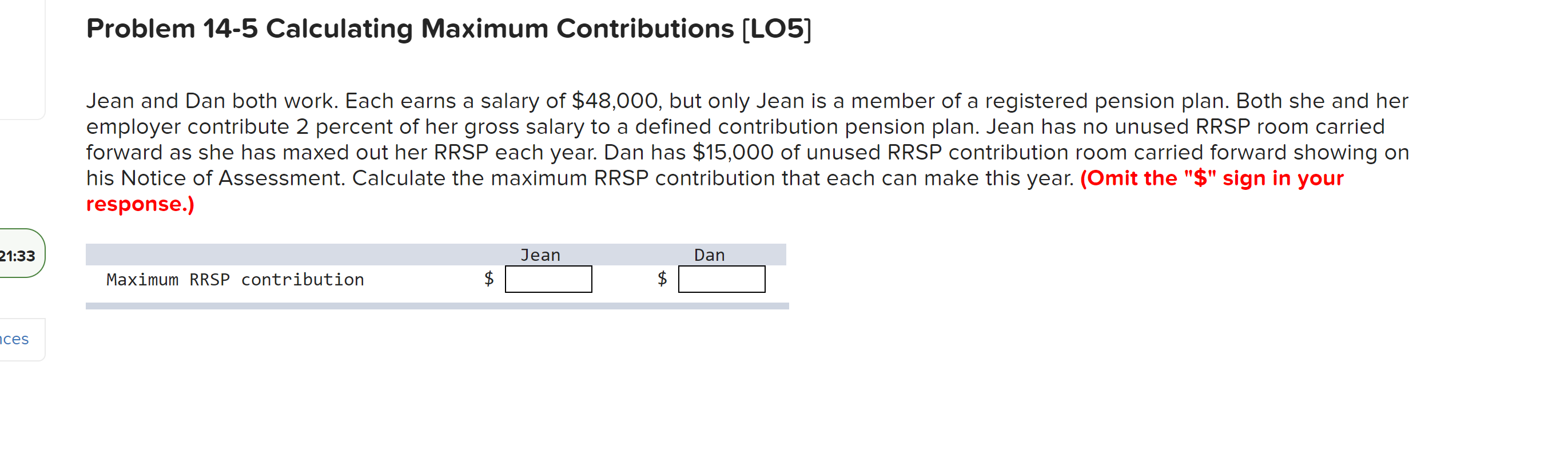 Solved Problem 14-5 Calculating Maximum Contributions [LO5] | Chegg.com
