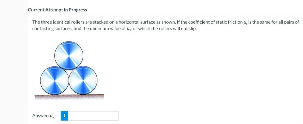 Solved The three identical rollers are stacked on a | Chegg.com