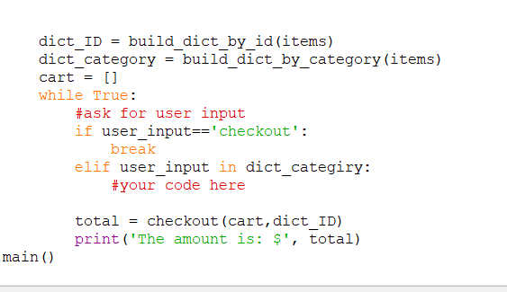 Solved dict_ID = build_dict_by_id(items) dict_category = | Chegg.com