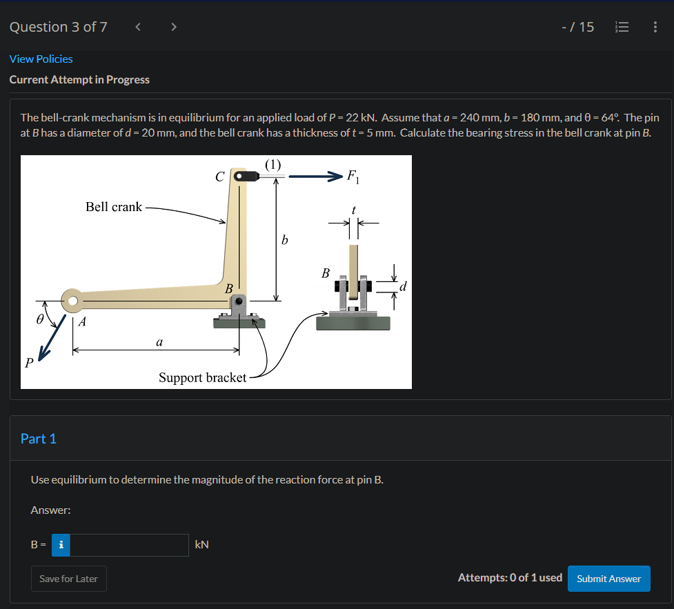 Solved The bell-crank mechanism is in equilibrium for an | Chegg.com