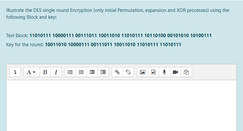 Solved Illustrate the DES single round Encryption (only | Chegg.com