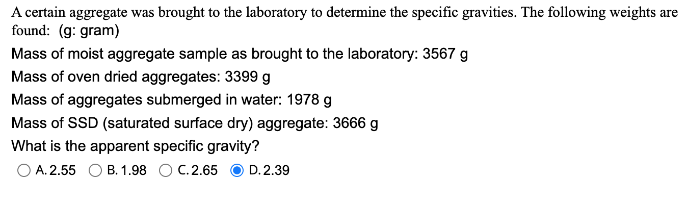 Solved A certain aggregate was brought to the laboratory to | Chegg.com