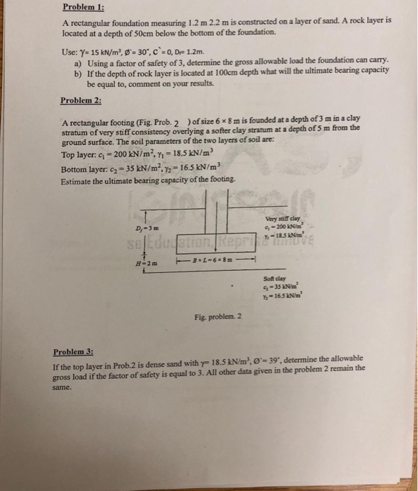 Solved Problem 1 A rectangular foundation measuring 1.2 m | Chegg.com