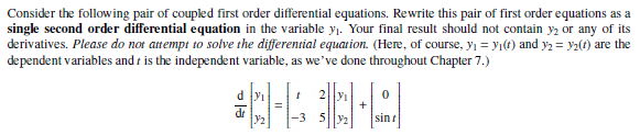 Solved Consider the following pair of coupled first order | Chegg.com