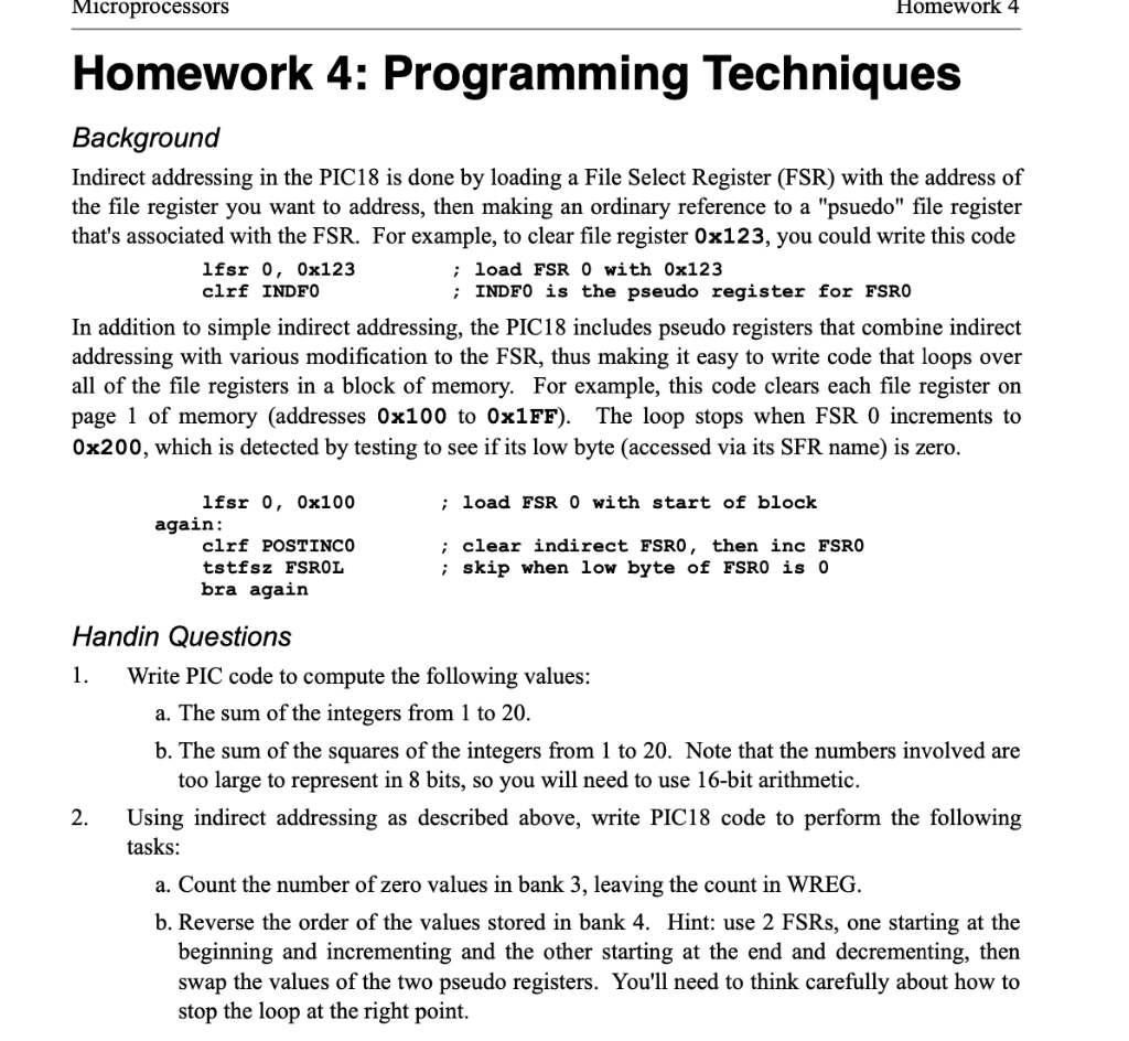 Solved Microprocessors Homework 4 Homework 4 Programming