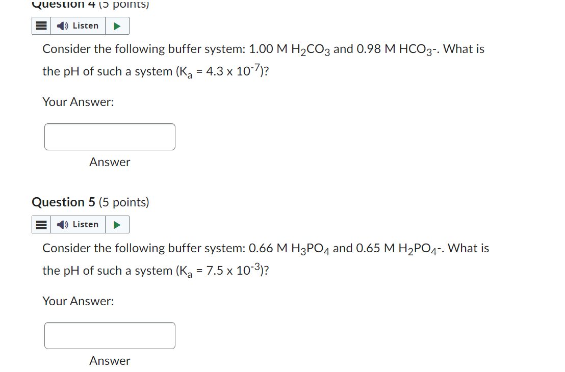 Solved Consider the following buffer system: 1.00MH2CO3 and | Chegg.com