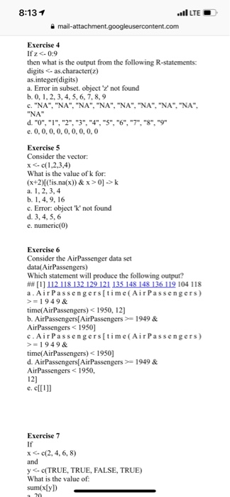 Solved 8:13イ all LTE . Exercise 4 If z