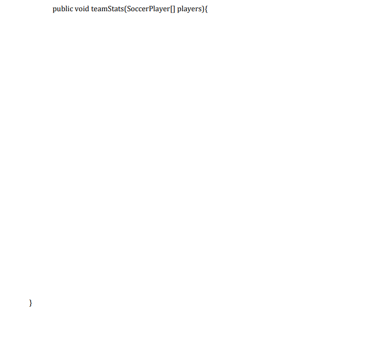 Solved public class Soccer Player private String name; | Chegg.com