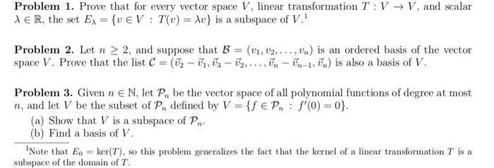 Solved Problem 1. Prove that for every vector space V, | Chegg.com