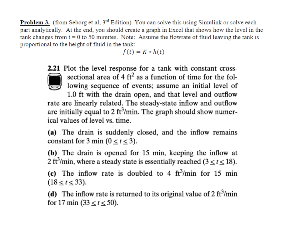 Solved Problem 3. (from Seborg et al, 3rd Edition) You can | Chegg.com Solved Problem 3. (from Seborg et al, 3rd Edition) You can | Chegg.com